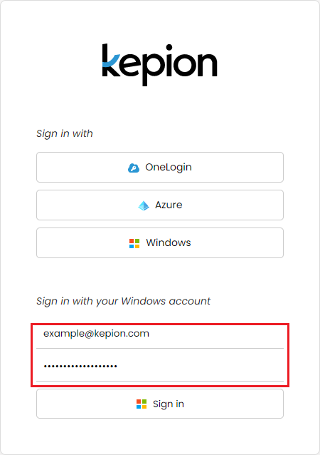 Sign in – Kepion Support Center