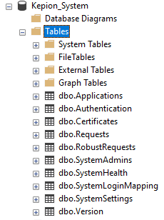 Kepion system database tables guide – Kepion Support Center